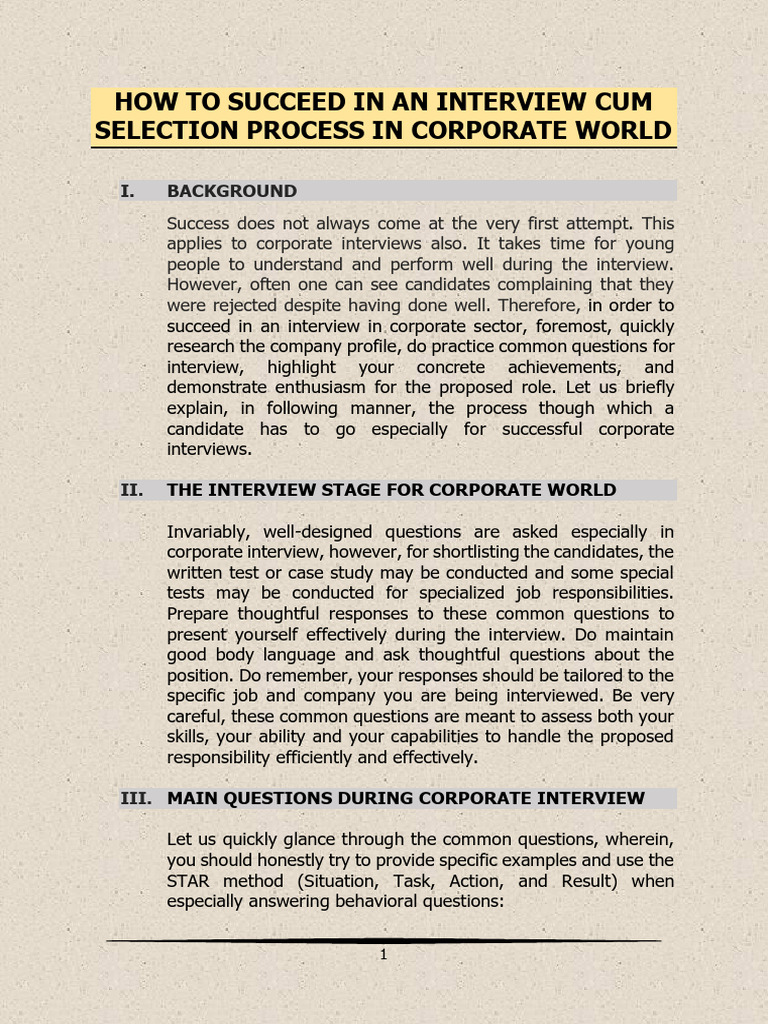 Mastering Corporate Interview Success | PDF | Body Language | Salary