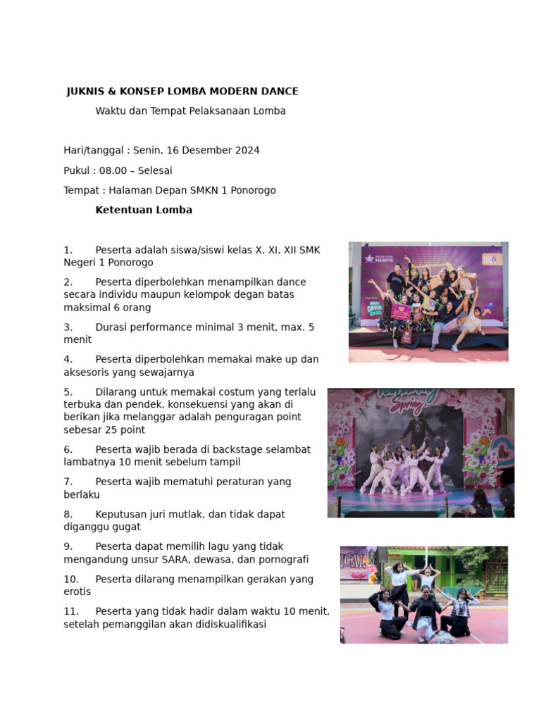 Juknis & Konsep Lomba Modern Dance | PDF