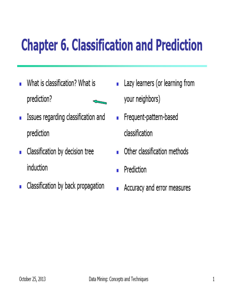 Chapter 6 Classification and Prediction25.10.13 | PDF | Statistical Classification | Regression ...