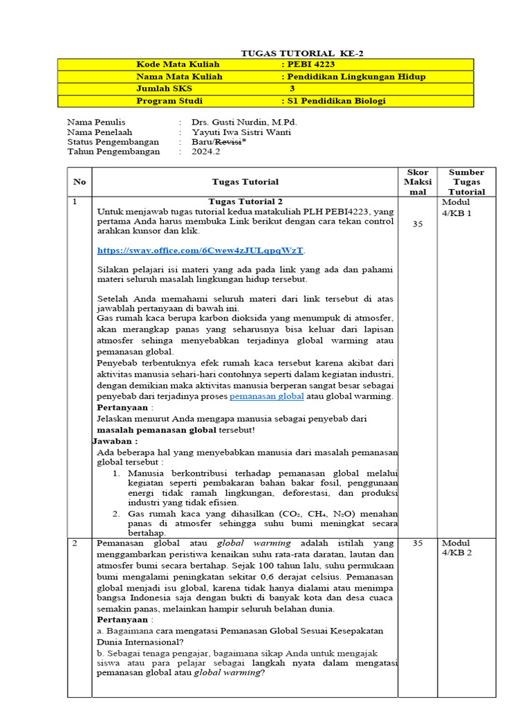 Tugas 2 PLH Yayuti Iwa SW Fix | PDF