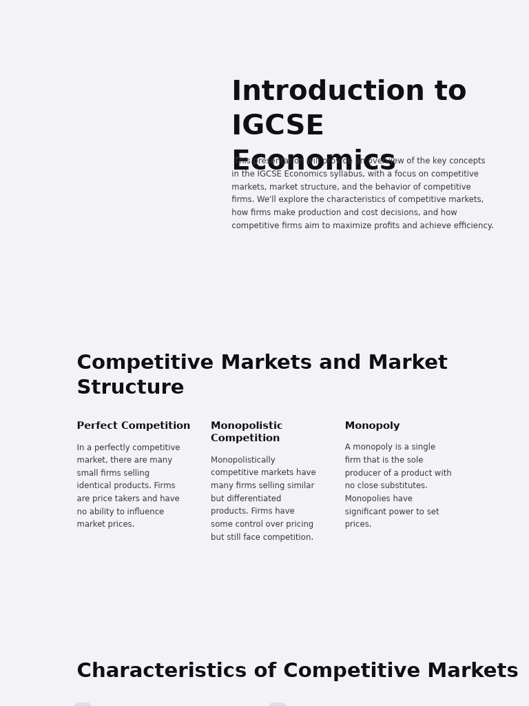 Competitive Markets in IGCSE Economics | PDF | Long Run And Short Run ...
