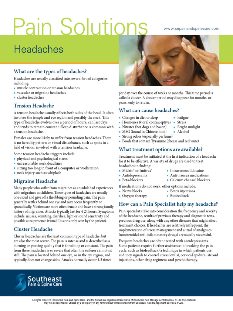 headaches_fact_sheet1 | PDF | Headache | Migraine