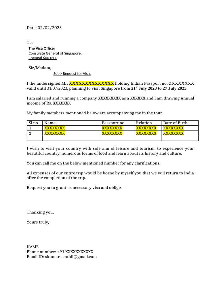 Covering Letter - Cover Letter - Chennai Consulate | PDF