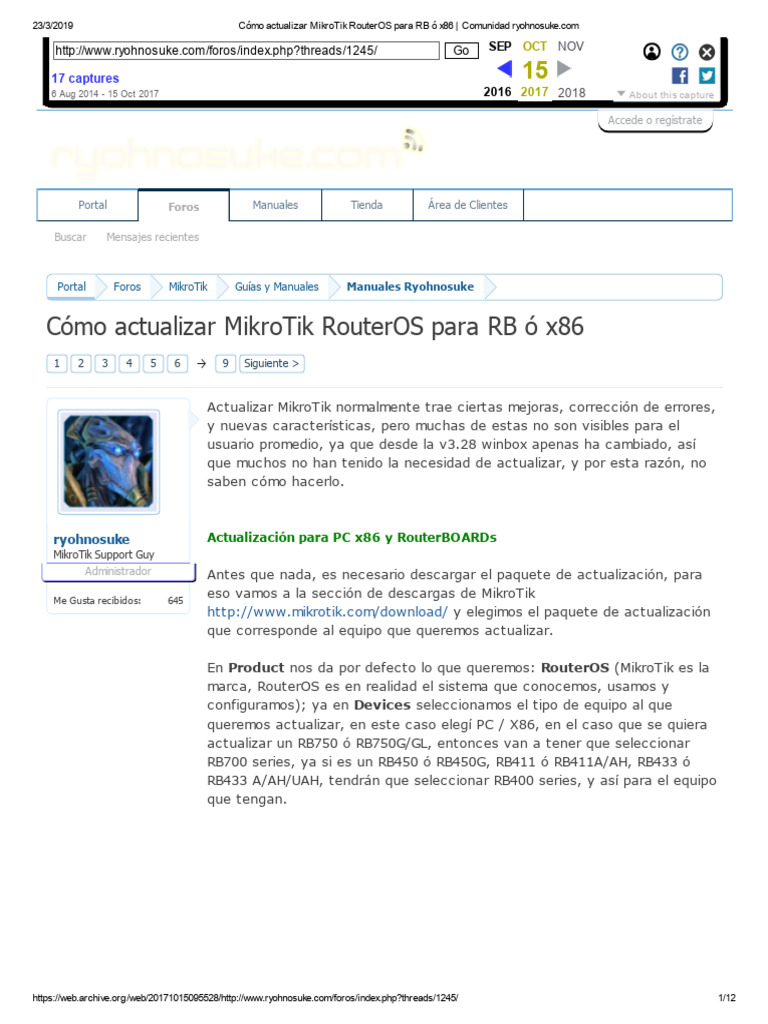 Cómo Actualizar MikroTik RouterOS para RB Ó x86 - Comunidad Ryohnosuke ...