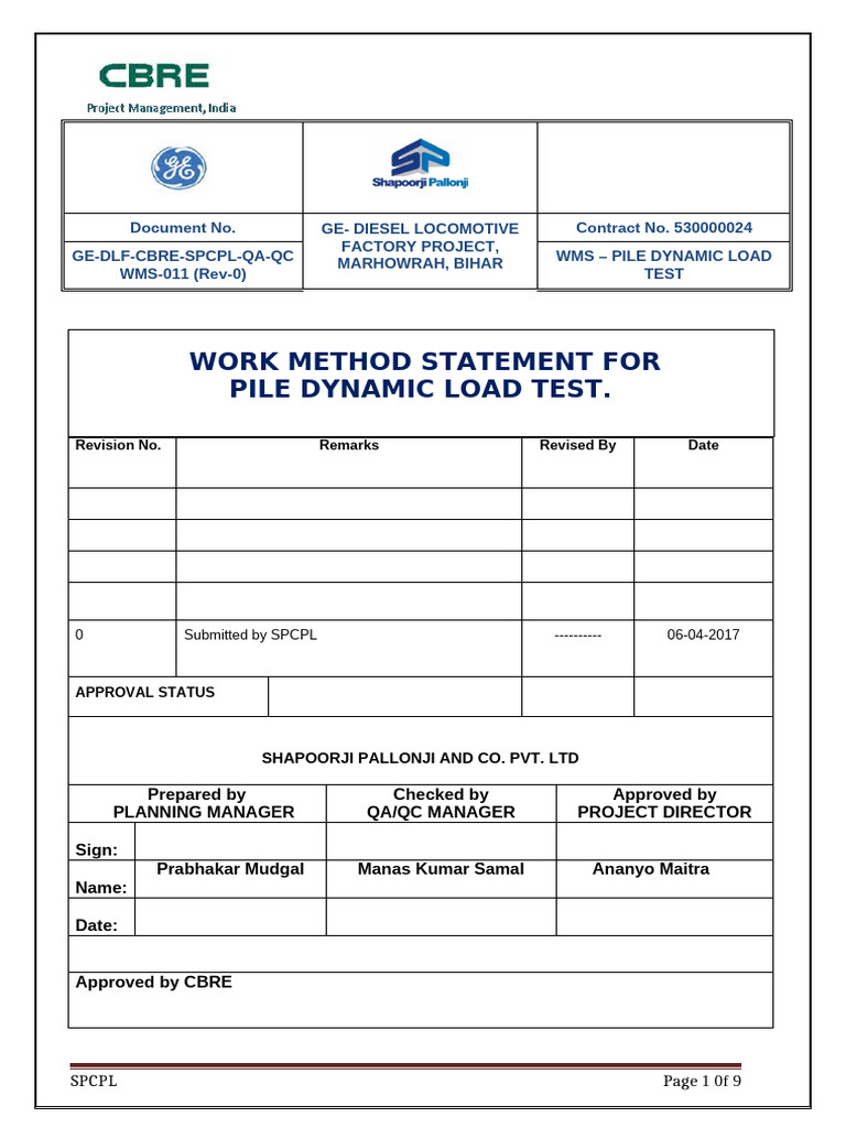 WMS For Pile Dynamic Load Test | PDF | Deep Foundation | Force