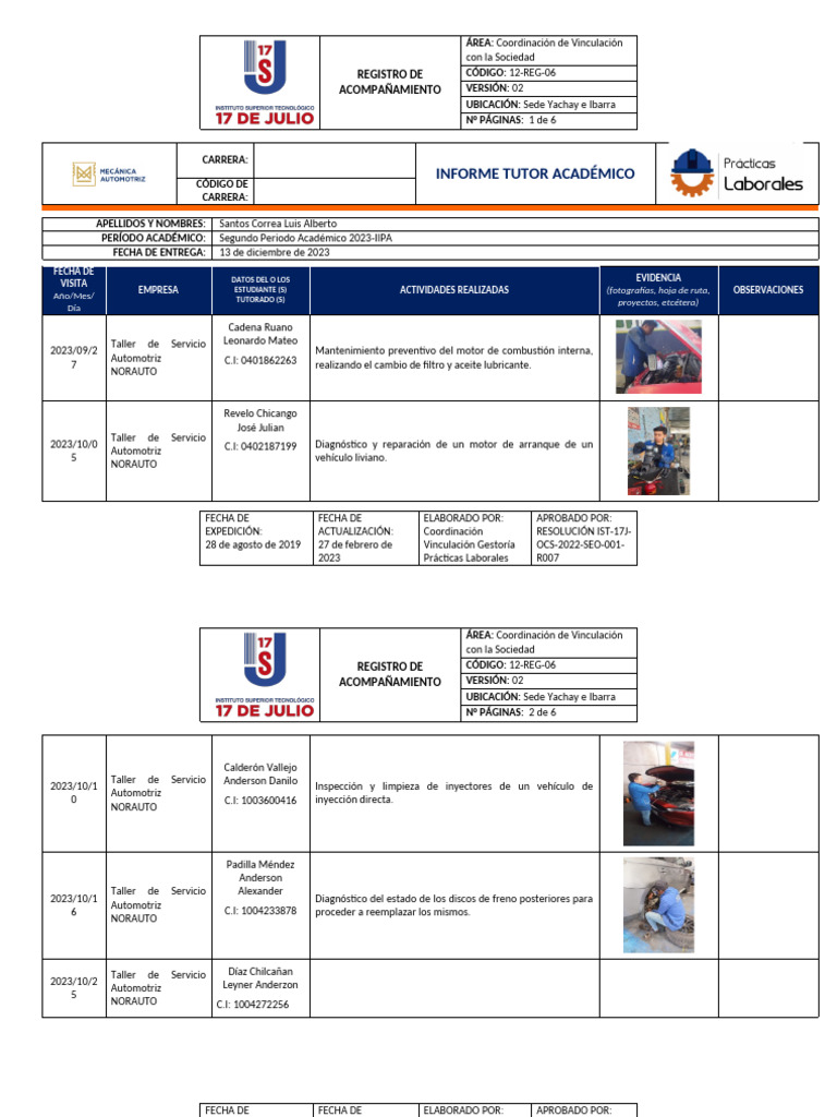 Informe Tutor Academico PPP | PDF