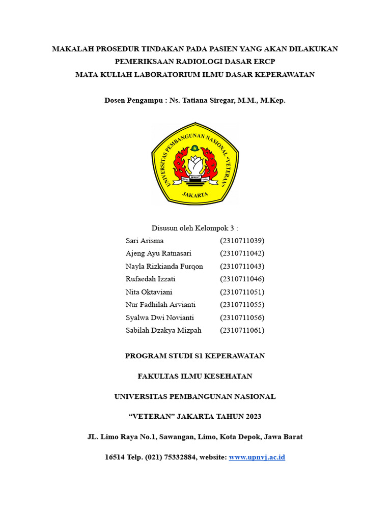 Makalah Prosedur Tindakan Pada Pasien Yang Akan Dilakukan Pemeriksaan Radiologi Dasar Ercp ...