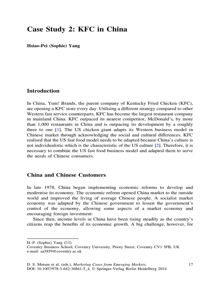 S3 - Case Study KFC in China | PDF | Fast Food | Foods
