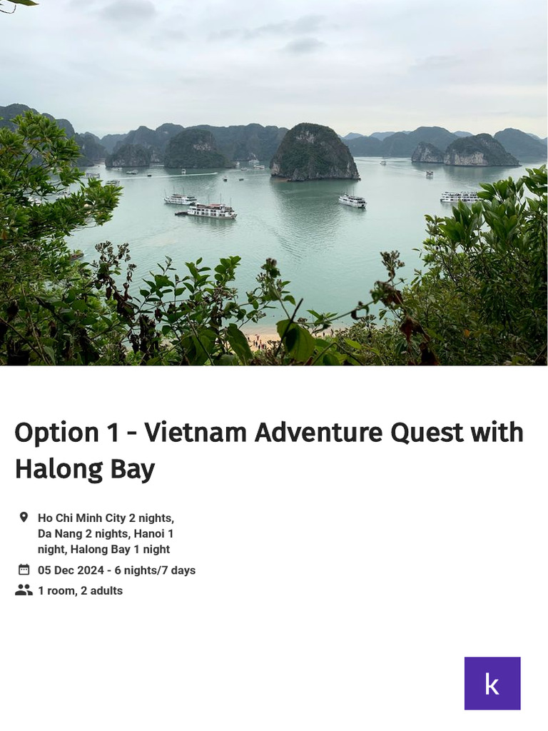 Option 1 - Vietnam Adventure Quest with Halong Bay (1) | PDF | Ho Chi Minh City