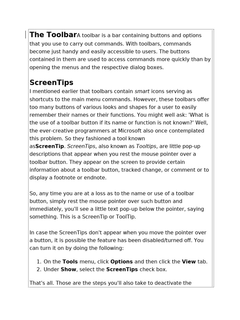 MS WORD Icons and Uses | PDF | Microsoft Excel | Button (Computing)