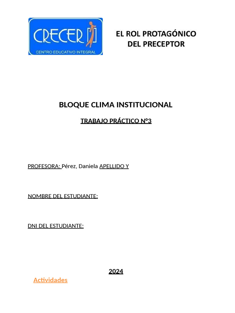Trabajo Pr-Ctico N-3 Clima Institucional | PDF