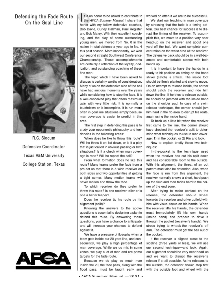 Defending The Fade Route On The Goal Line | PDF | American Football ...