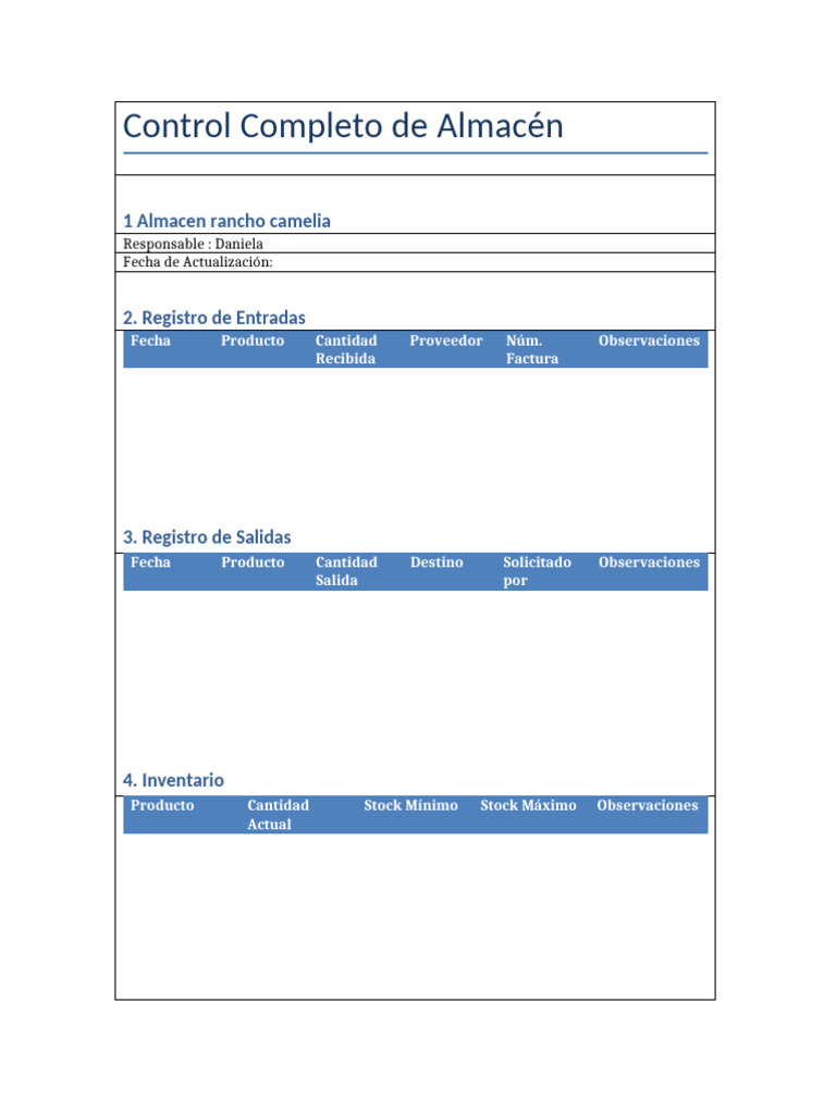 Control de Almacén: Entradas y Salidas | PDF