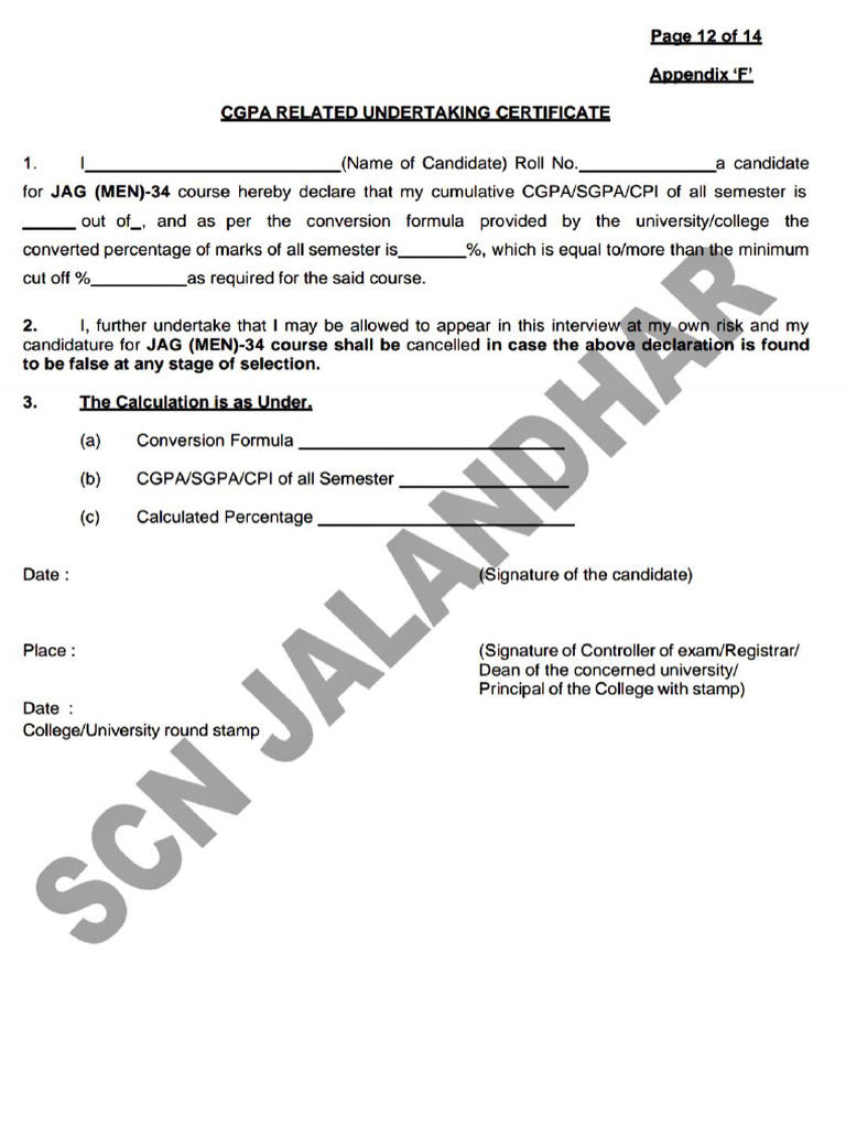Cgpa Formula Certificate | PDF