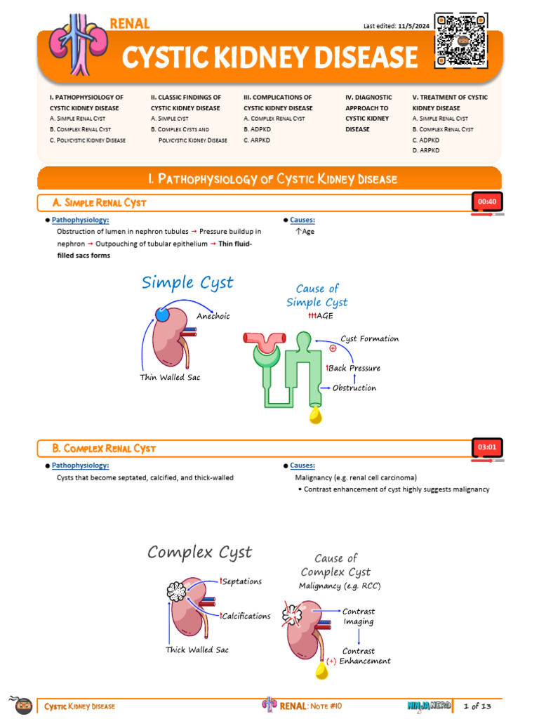 Cystic Kidney Disease (Notes) | PDF | Kidney | Chronic Kidney Disease