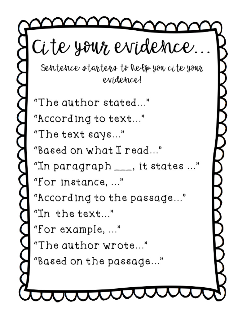 Evidence Citation Starters | PDF