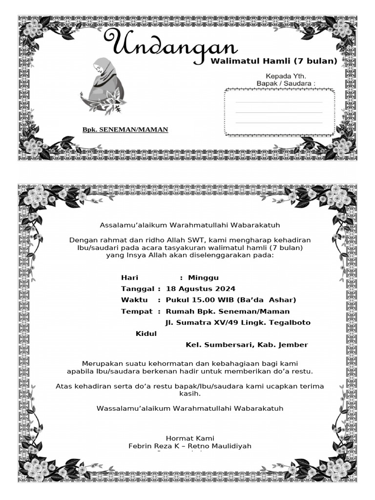 undangan 7 bulanan | PDF