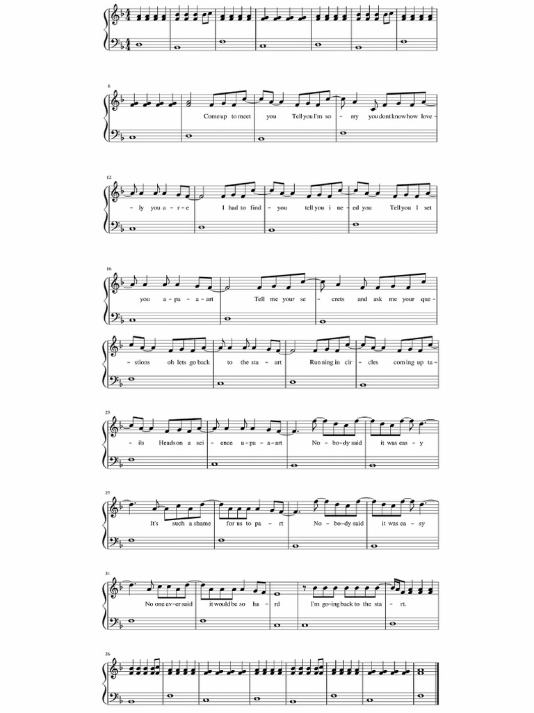 Piano Sheets Easy Coldplay | PDF
