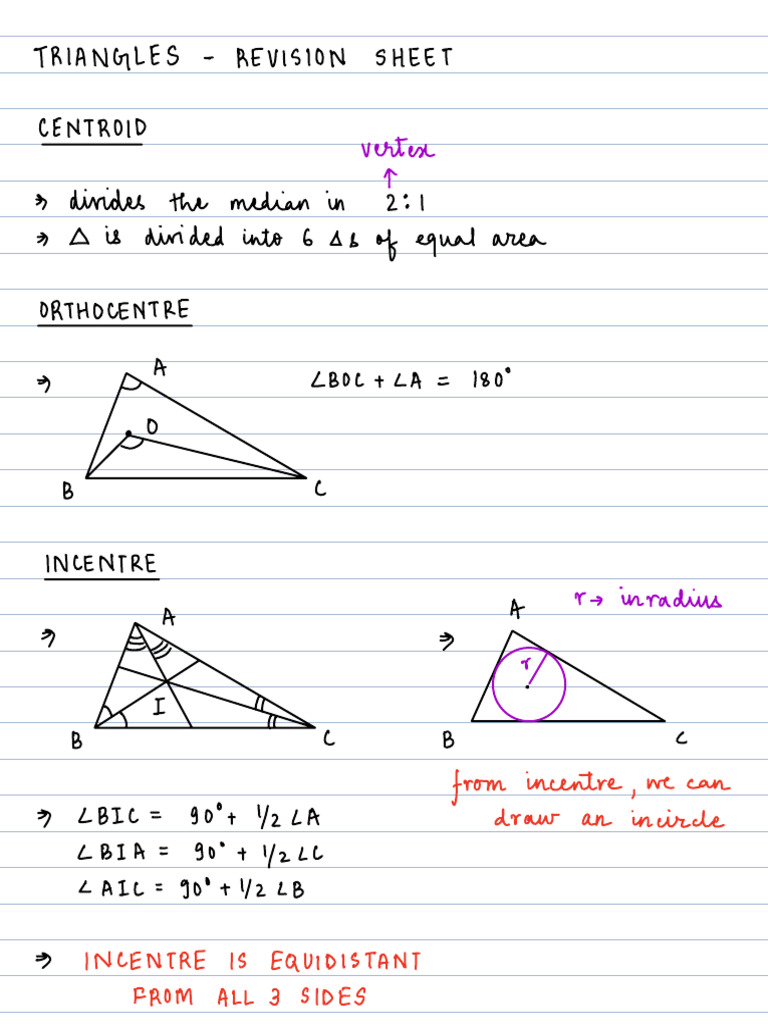 Triangles Revision Sheet | PDF | Triangle | Euclidean Plane Geometry