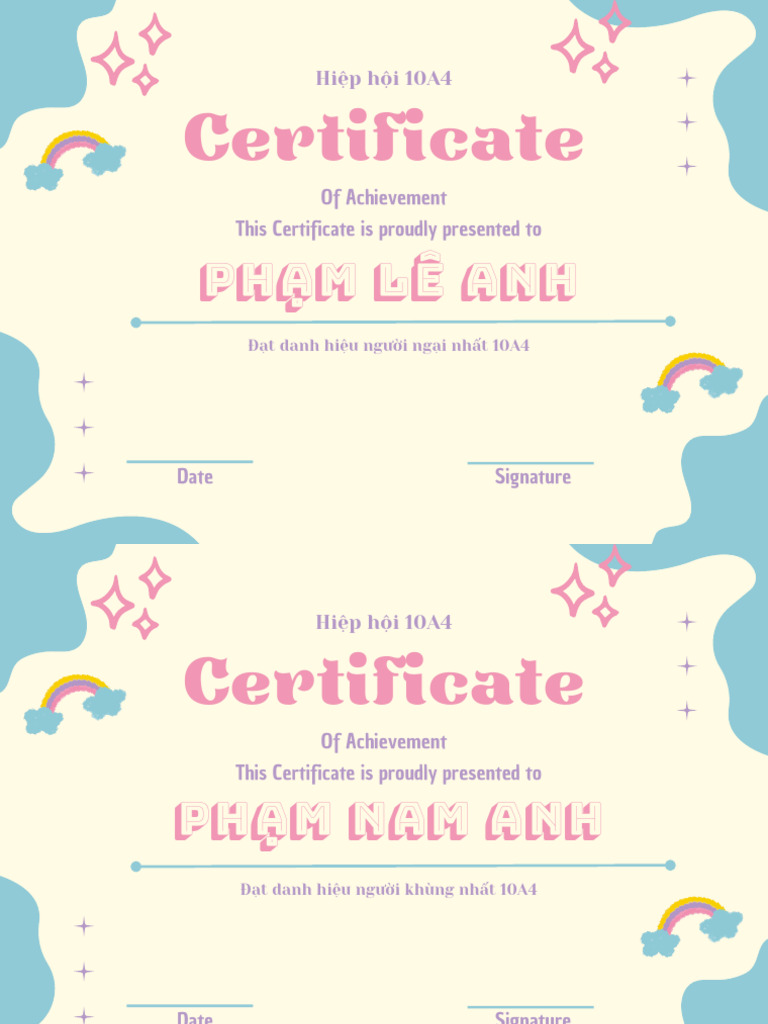 Beige Purple Cute Certificate Landscape | PDF