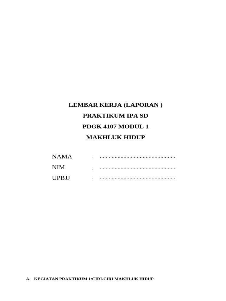 Lembar Kerja Ipa Modul 1 | PDF