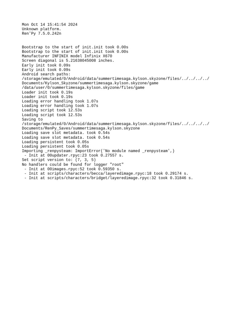 Ren'Py 7.5.0.242n Initialization Log | PDF