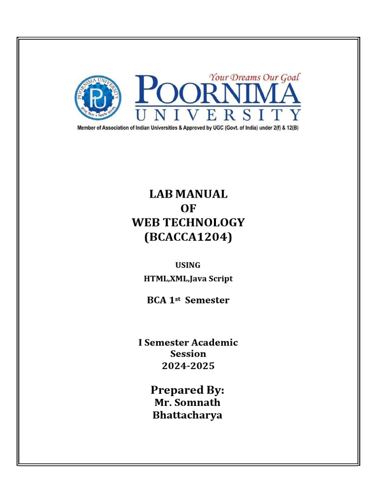 Web Technology Lab Manual for BCA | PDF | World Wide Web | Internet & Web