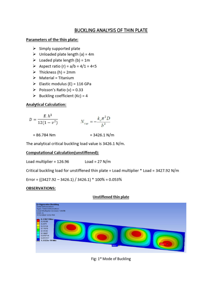 Titanium Plate Buckling Analysis | PDF