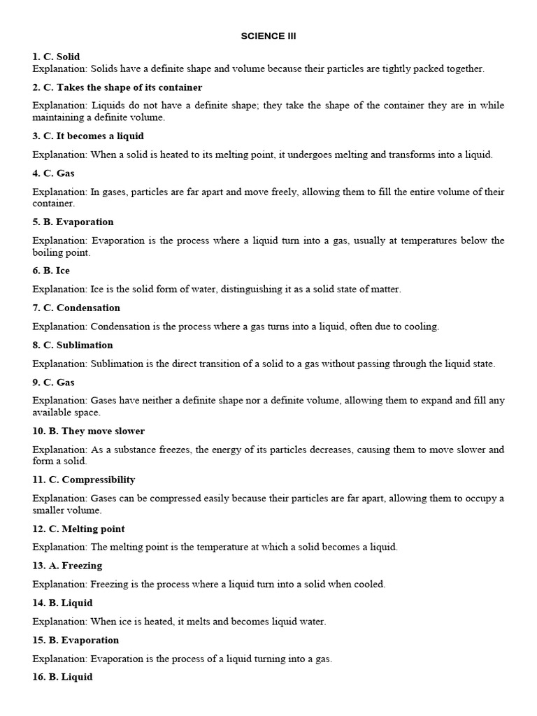 Science III A | PDF | Liquids | Gases