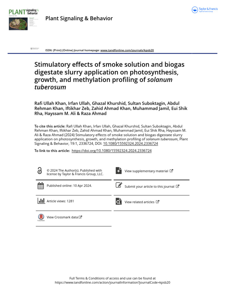 Stimulatory Effects of Smoke Solution and Biogas Digestate Slurry ...