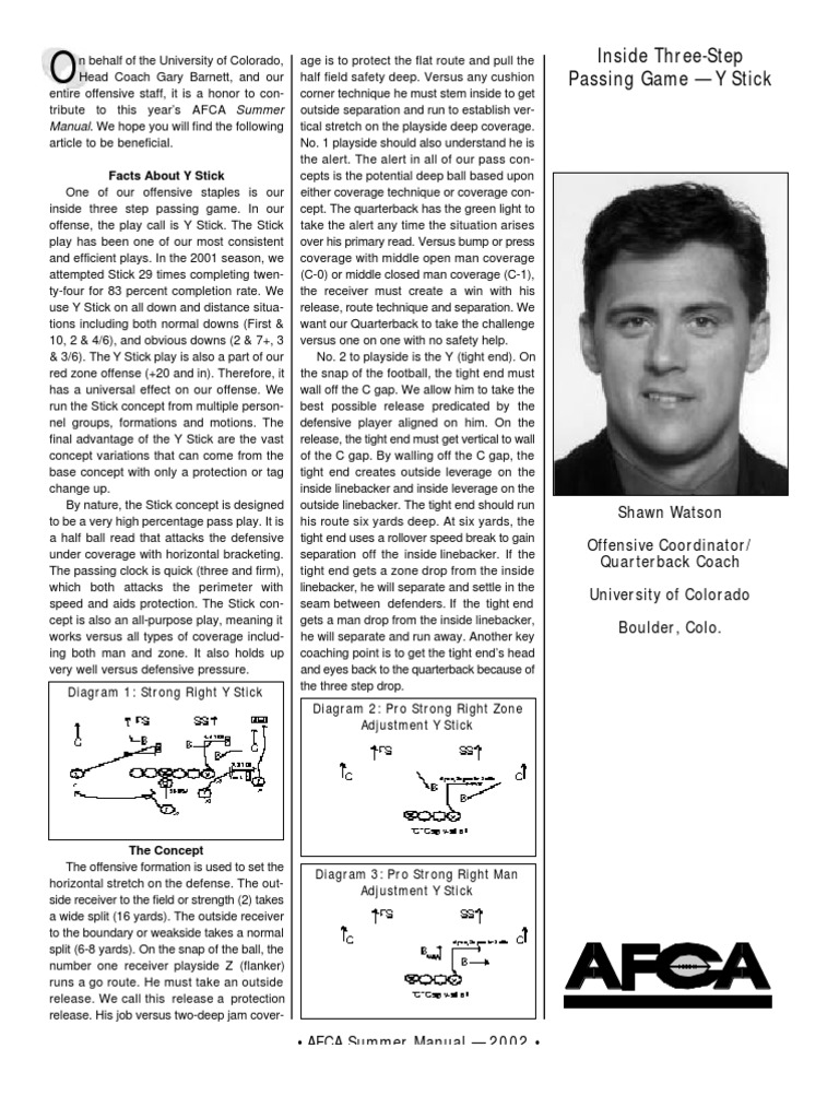 Inside Three-Step Passing Game - y Stick | PDF | Quarterback | Ball Games