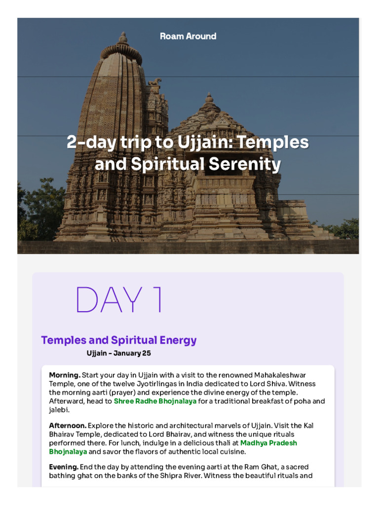 2-Day Trip To Ujjain - Temples and Spiritual Serenity | PDF
