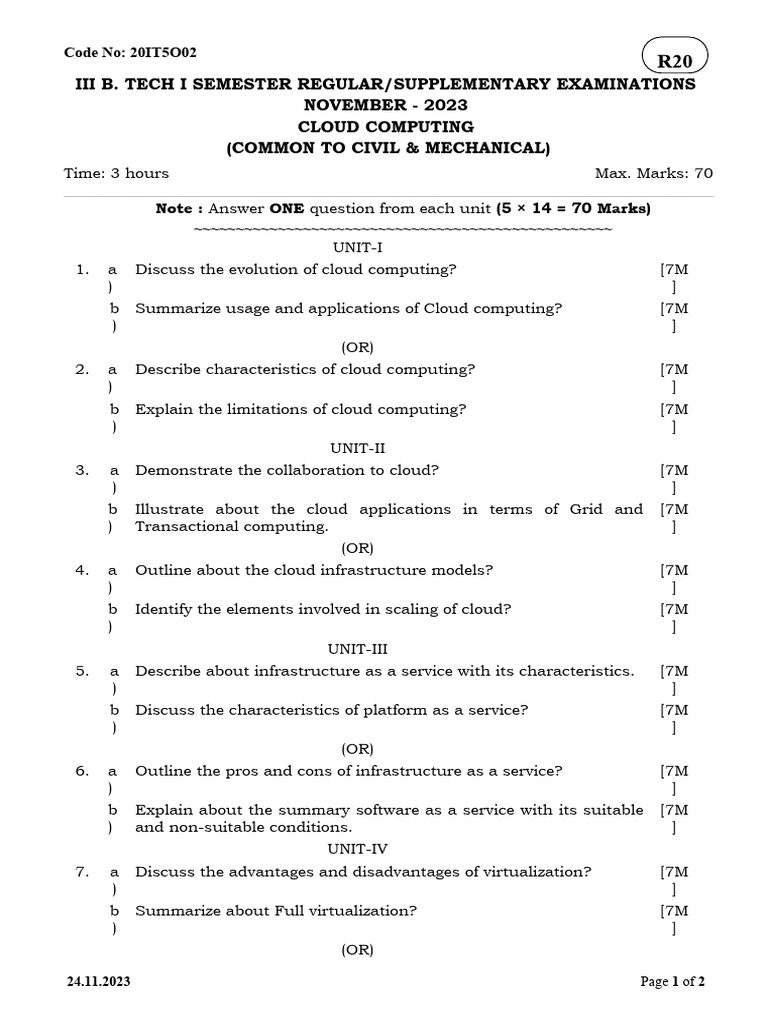 CC Model Papers | PDF | Cloud Computing | Platform As A Service