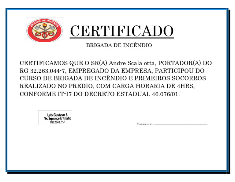 Certificado - Andre Scala Otta | PDF