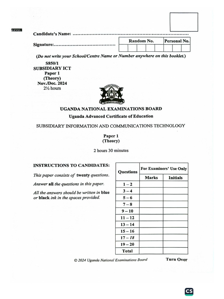 Uneb Uace Ict Theory - 2024? | PDF
