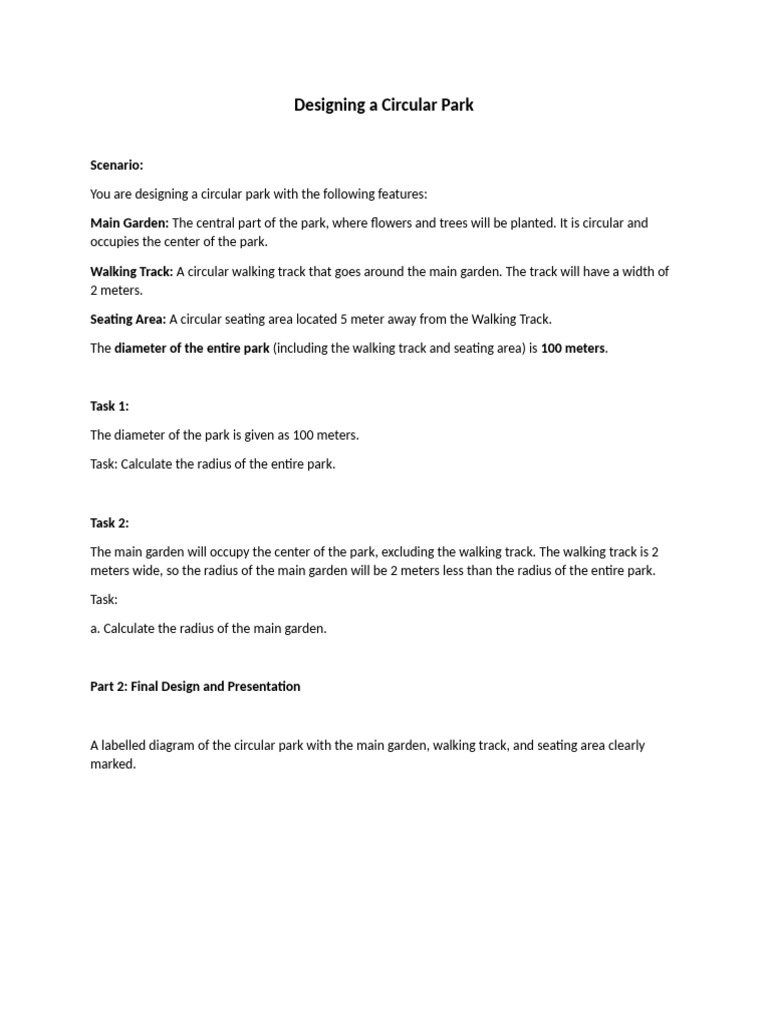 Designing A Circular Park | PDF