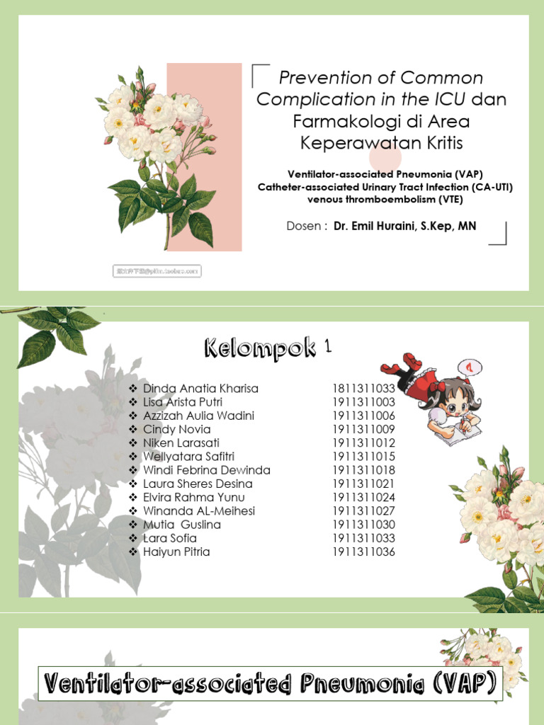 Kel 1 - A3 - Komplikasi Pasien Kritis (VAP, CA-UTI, VTE) | PDF