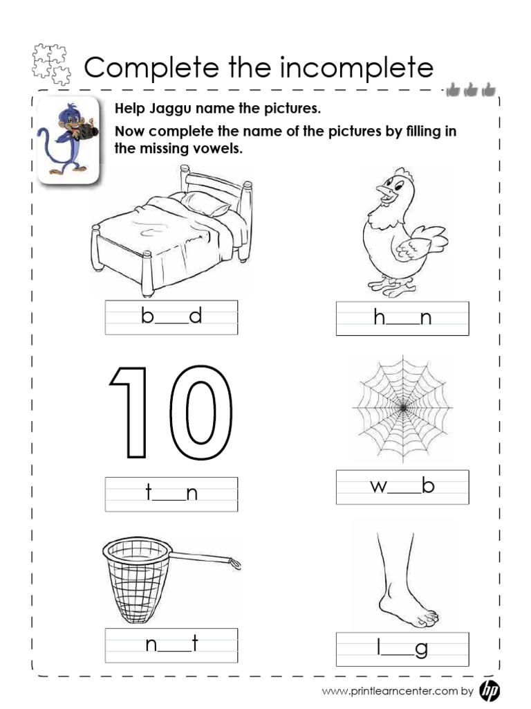 Fill in the Missing Vowels Activity | PDF