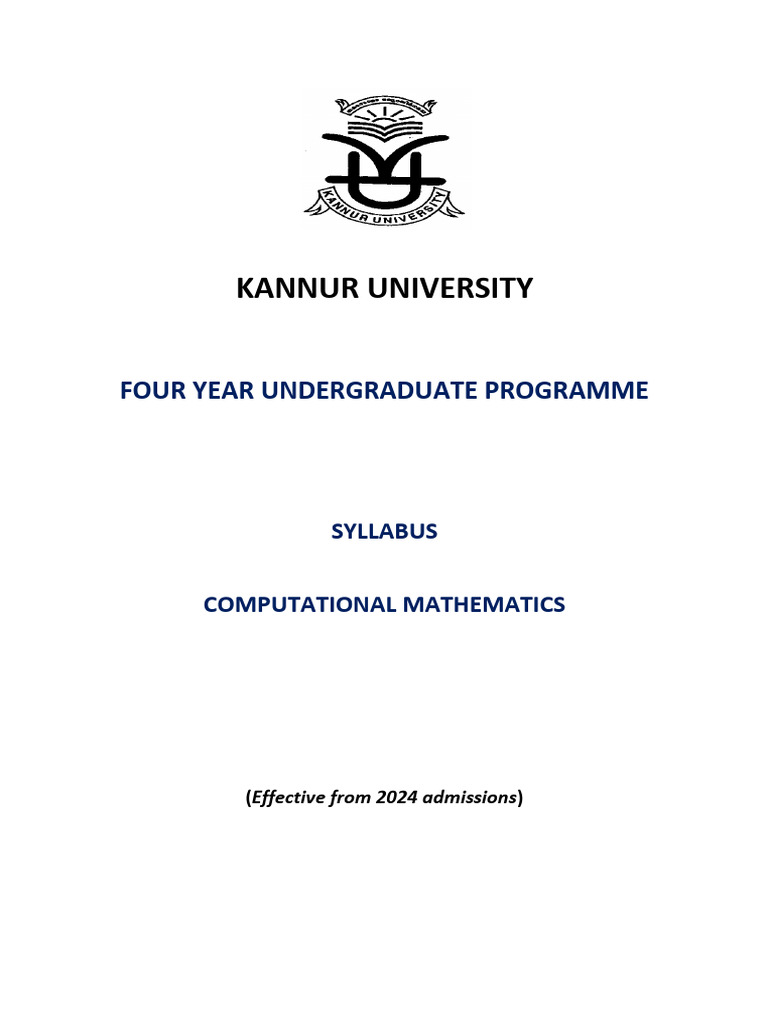 FYUP Computational Mathematics Syllabus 2024 | PDF | Integral ...