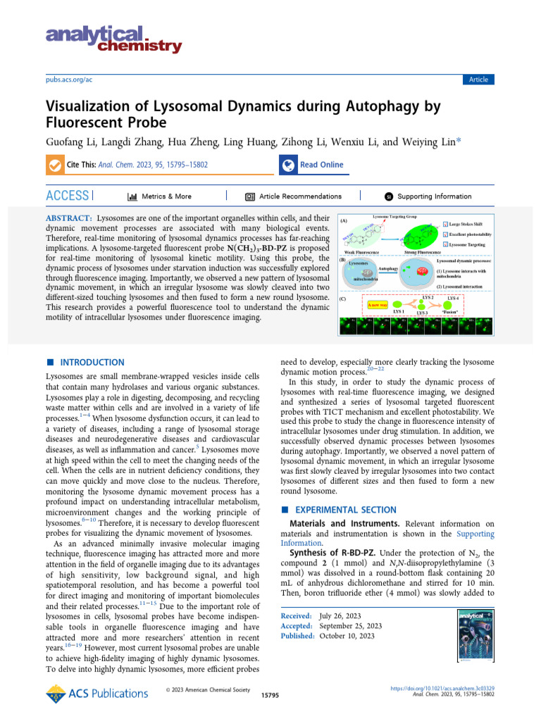 Li Et Al 2023 Visualization of Lysosomal Dynamics During Autophagy by ...