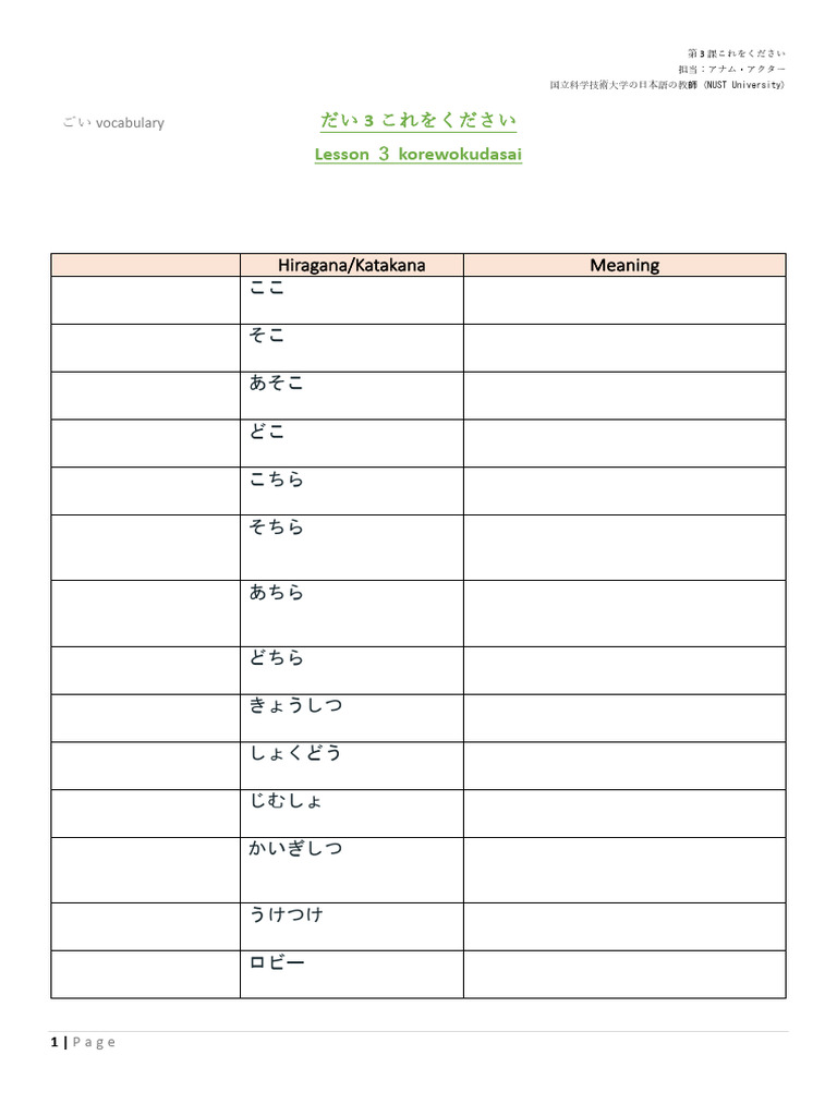 Japanee Lesson 3 | PDF