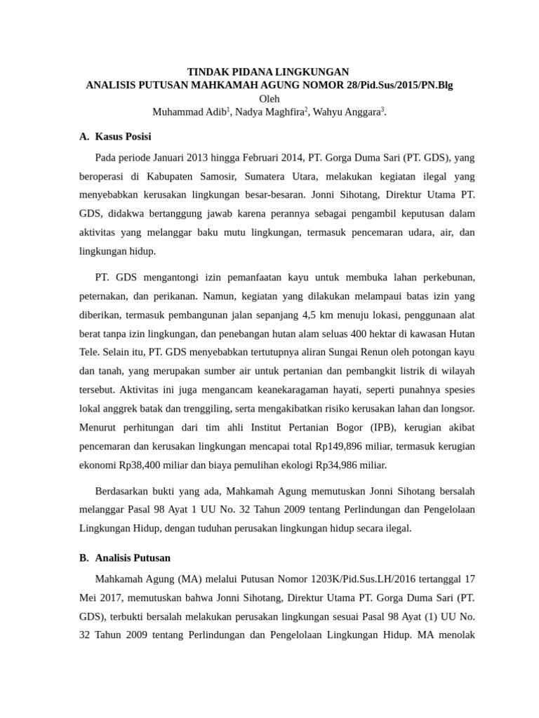 Tindak Pidana Lingkungan | PDF