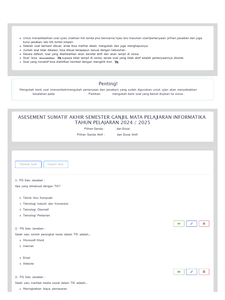 Soal Sas Ganjil Kelas X Semester Ganjil Kelas X Tahun 2024&2025 | PDF