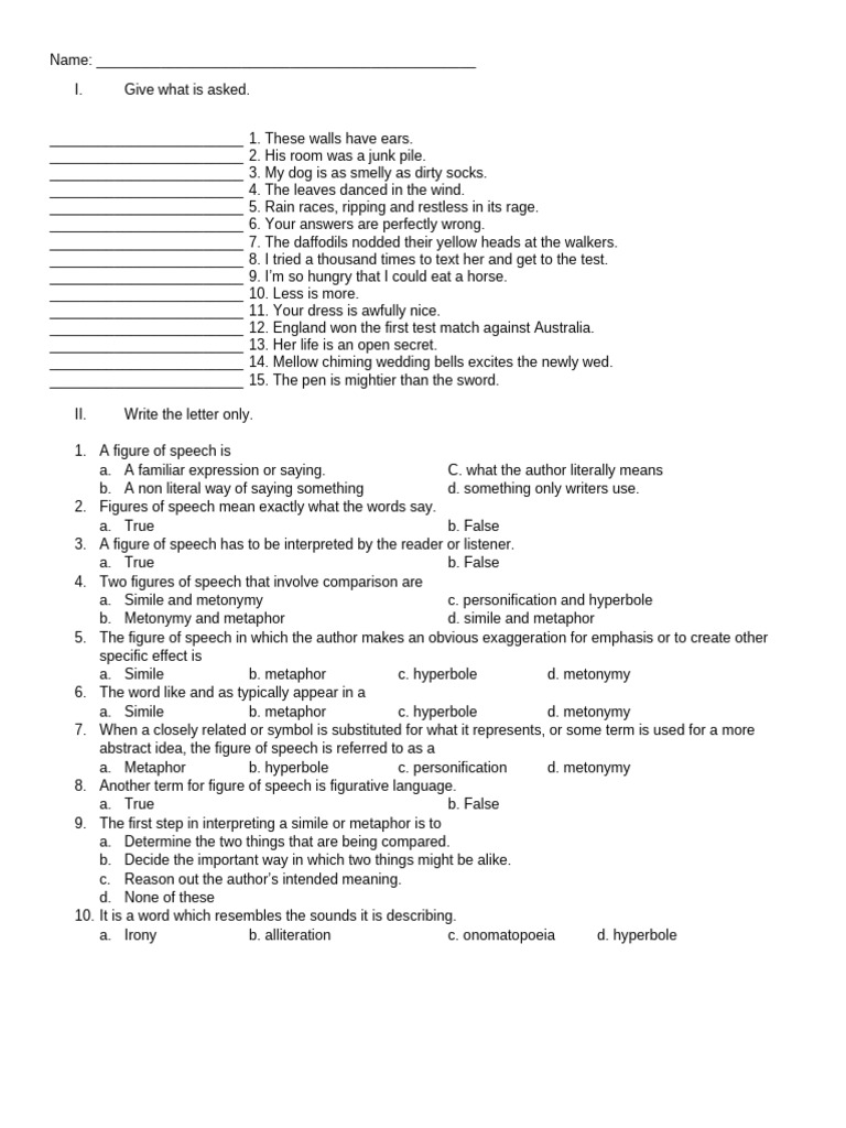 FIGURES OF SPEECH-QUIZ | PDF | Metaphor | Semiotics
