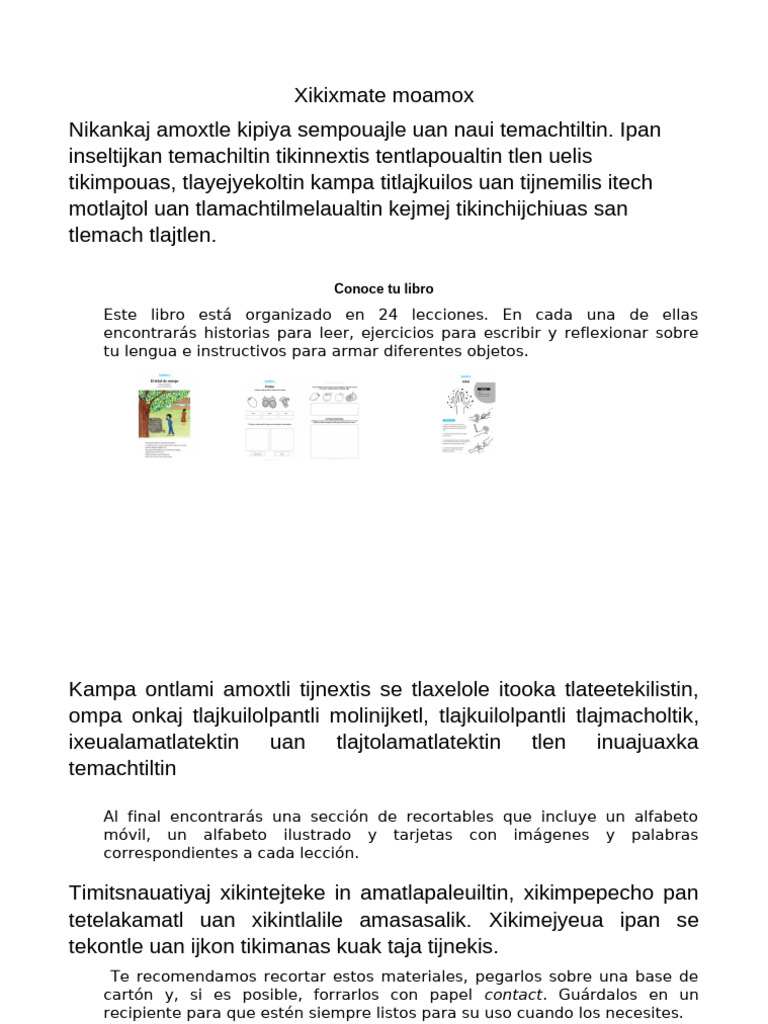 Conoce Tu Libro 1 y Lecturas - Español-Náhuatl-MB - 073839 REVISADO DE CLAU | PDF