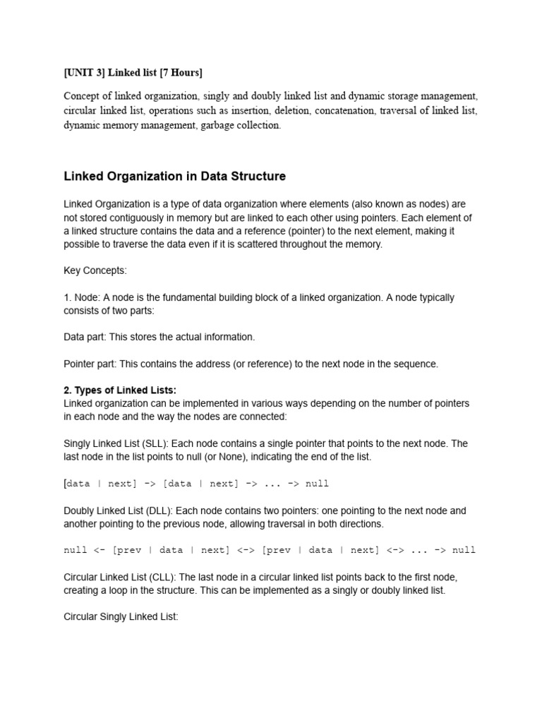 Unit 3 Linked List 1 Pdf Pointer Computer Programming Software Engineering