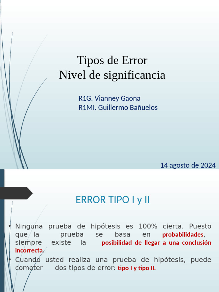 Tipos de Error 2 | PDF | Errores tipo I y tipo Ii | Hipótesis