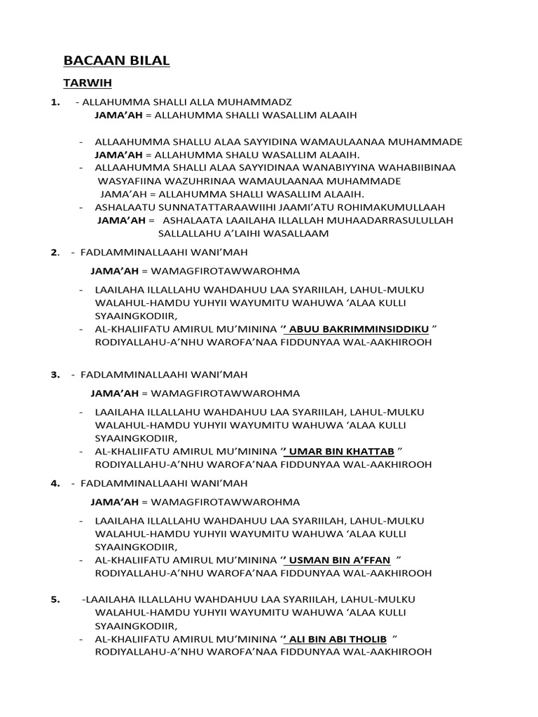 Bacaan Bilal | PDF