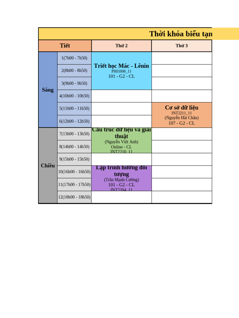 TKB Chinhthuc N2 | PDF