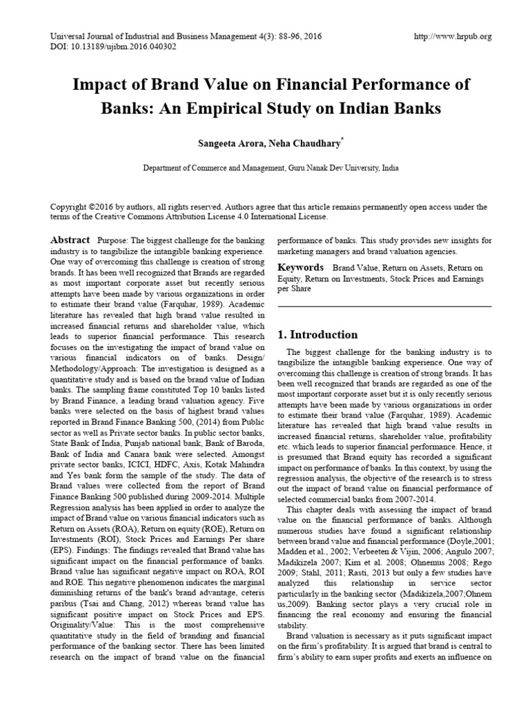 Impact of Brand Value On Financial Perfo | PDF | Valuation (Finance) | Linear Regression